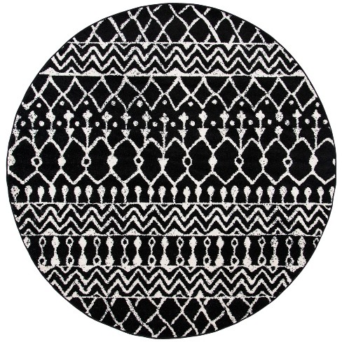 Tulum Tul270 Power Loomed Area Rug - Black/ivory - 6'7" Round ...