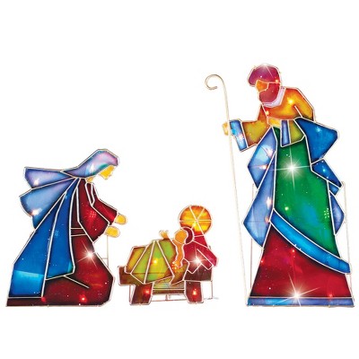 Collections Etc Lighted Outdoor Mosaic Nativity Scene - 3pc : Target