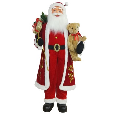 Northlight 60" Traditional Santa Claus With Teddy Bear And Gift Bag ...