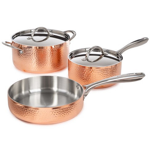 Berghoff Vintage 5pc Tri-ply Copper Cookware Set With Lids : Target