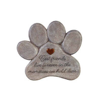 Evergreen 11" Paw Shaped Pet Memorial Garden Stone, Best Friends Live ...
