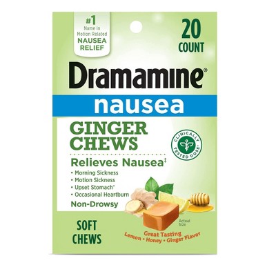 Dramamine Morning Sickness & Motion Sickness Relief Soft Chews - Ginger ...