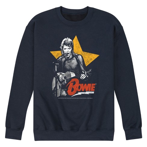 Men's David Bowie Playing Guitar With Star Graphic Fleece Sweatshirt ...