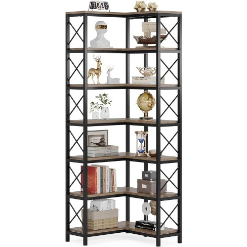 Tribesigns 7-shelf L-shaped Corner Bookcase Grey : Target