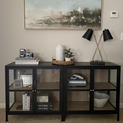 30" Crystal Cove Glass Cabinet Black - Threshold™ Designed With Studio ...