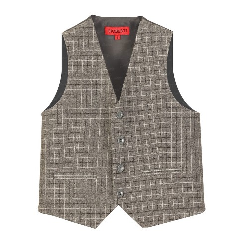Gioberti Boy's Tweed Plaid Formal Suit Vest, Smoky Gray Graph, Size 12 ...