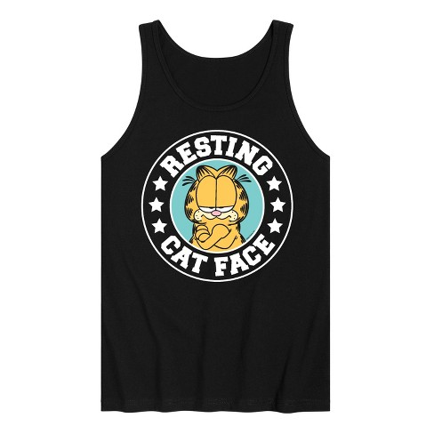 Men's Garfield Resting Cat Face Graphic Tank Top - Black - Large : Target