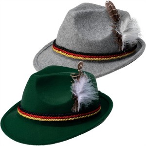 Joyfy 2 Green and Gray Swiss German Alpine Top Hats, Adults Retro Felt ...