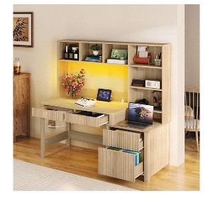 55in Computer Desk with Hutch & Drawers ,Home Office Desk With 4 ...