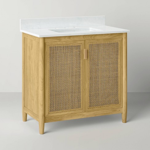 36" Wood & Cane Bathroom Vanity - Natural - Hearth & Hand™ With ...