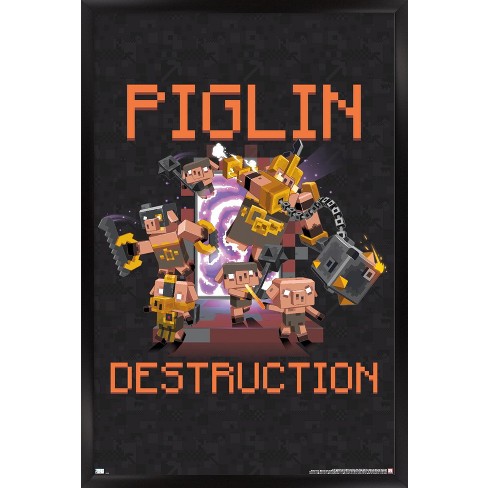 Trends International Minecraft: Legends - Piglin Destruction Framed ...