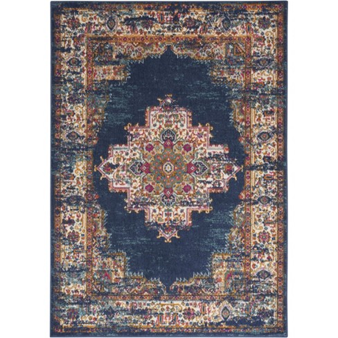 Nourison Passion Medallion Bohemian Indoor Rug Navy 5'3" X 7'3" : Target
