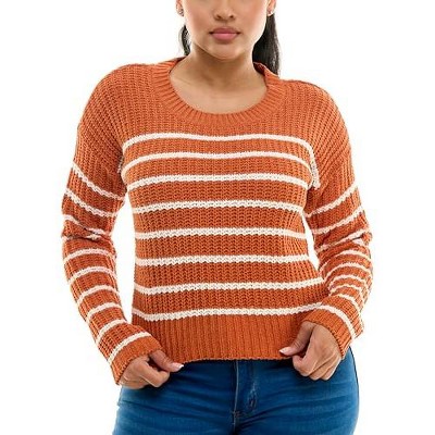 Derek Heart Striped Scoop Neck Pullover Sweater : Target