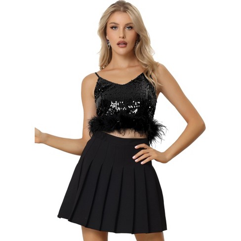 Allegra K Women's Party Metallic Sequin Sparkle Glitter V Neck ...