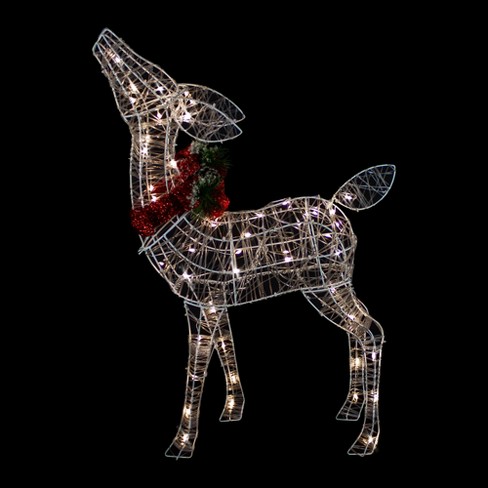 Northlight 35" Led Lighted Standing Reindeer With Bow Outdoor Christmas ...