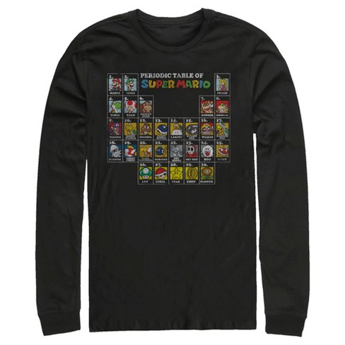 Men's Nintendo Periodic Table Of Super Mario Long Sleeve Shirt : Target