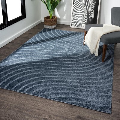 Luxe Weavers Modern Geometric Wave Blue 4x6 Area Rug : Target