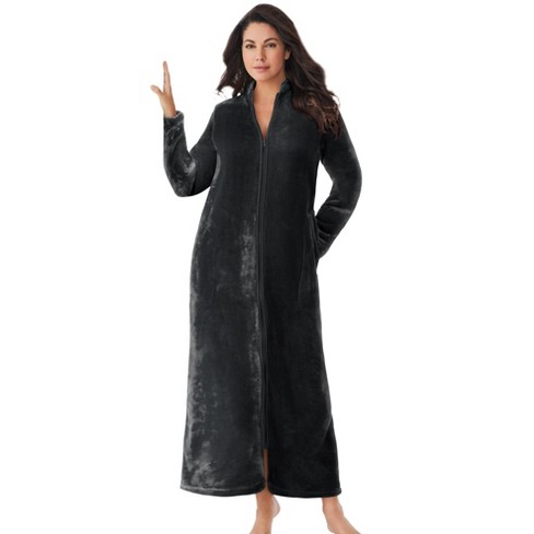 Dreams & Co. Women's Plus Size Plush Zip-front Robe : Target