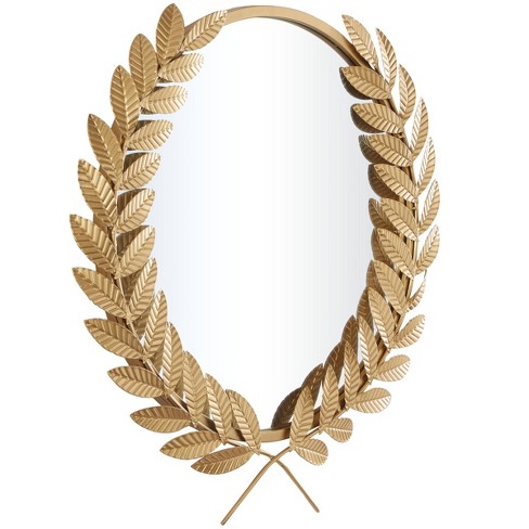Metal Leaf Wall Mirror Gold - Cosmoliving By Cosmopolitan : Target