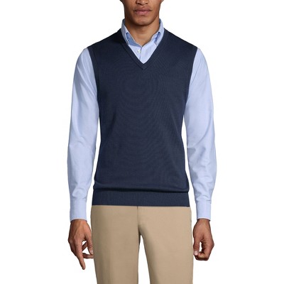 Lands' End School Uniform Men's Cotton Modal Fine Gauge Sweater Vest ...