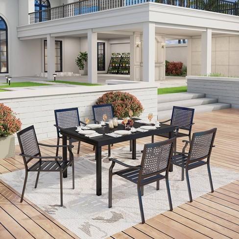 7pc Outdoor Dining Set With Expandable Metal Table - Captiva Designs ...