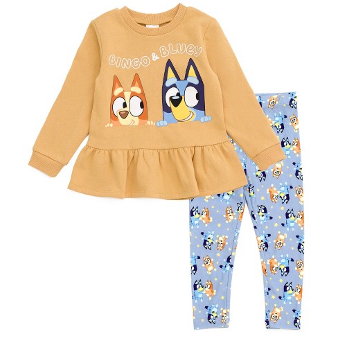 Bluey Girls Peplum Sweatshirt And Leggings Outfit Set Toddler : Target