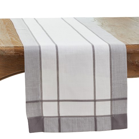 Saro Lifestyle Casual Table Runner With Banded Border Design, Grey, 16 ...