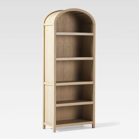 Saracina Home 76" 5 Shelf Arched Bookcase Coastal Oak: Modern Display ...