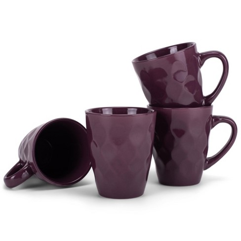 Elanze Designs Dimpled Purple 12 Ounce Glossy Ceramic Mugs Matching Set ...