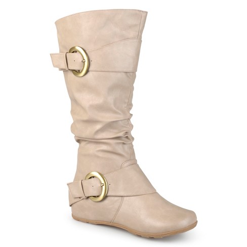 Journee Collection Wide Calf Women's Paris Boot Stone 7.5 : Target