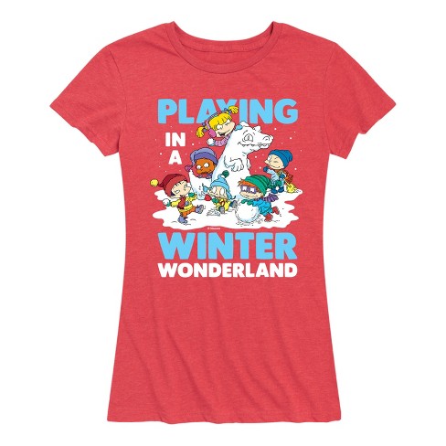 Women's Rugrats Playing In A Winter Wonderland Short Sleeve Graphic T ...