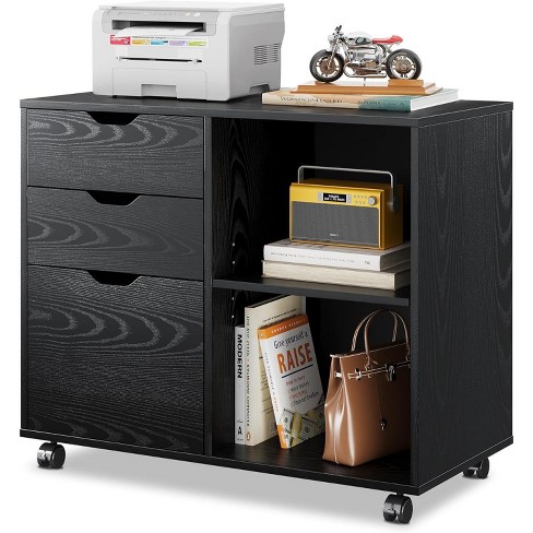 Devaise 3-drawer Wood File Cabinet, Mobile Lateral Filing Cabinet ...