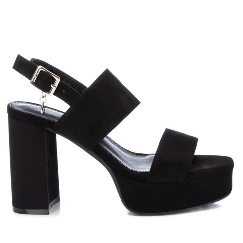 Xti Women's Heeled Suede Sandals With Platform 141397 - Black, 7 : Target