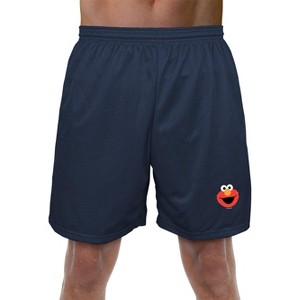 Men's Sesame Street Elmo Head Adult Athletic Gym Shorts 7 inch Inseam ...