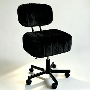 17.7" Wide Vanity Chair with Backrest, Short Plush Fabric, Height ...