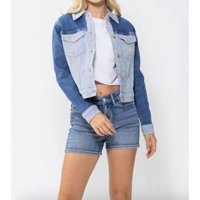 Women's Color Block Denim Jacket - Judy Blue S : Target