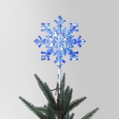 Northlight 10" Silver Snowflake Lighted Christmas Tree Topper - Blue ...