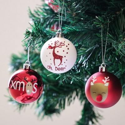 9pc Oh Deer! Reindeer Theme Christmas Ornament Bauble Bundle ...