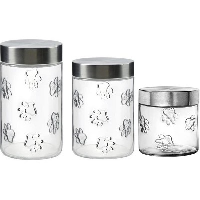 Amici Pet Love Glass Canister Square Jar, Dog And Cat Food Storage ...