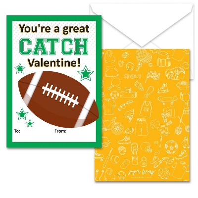 Paper Frenzy Football Themed Valentines - 25 Pack With Envelopes : Target