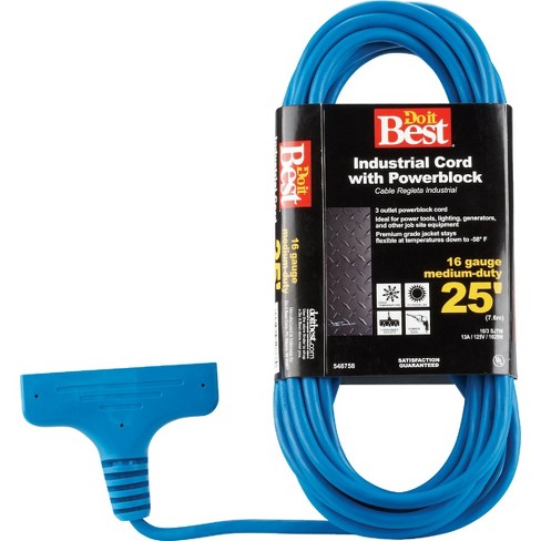 Do It Best 25 Ft. 16/3 Extension Cord With Power Block Rp-jtw163-25x-bl ...