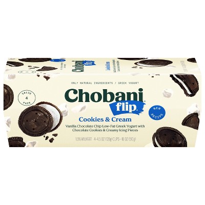 Chobani Flip Cookies & Cream Low Fat Greek Yogurt - 4ct/4.5oz : Target