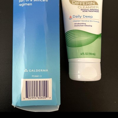 Differin Daily Acne Face Wash Cleanser With Benzoyl Peroxide - 4 Fl Oz ...