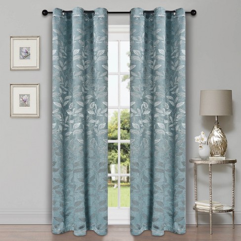 Modern Bohemian Leaves Room Darkening Semi-blackout Curtains, Set Of 2 ...