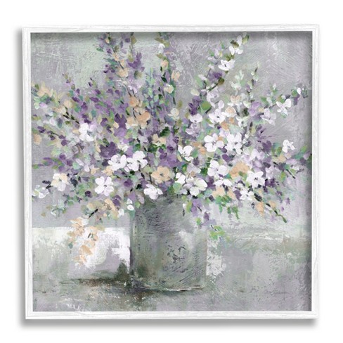 Stupell Purple Blossoming Aster Flower Bouquet White Framed Giclee, 24 ...