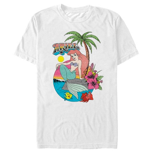 Men's The Little Mermaid Aloha Ariel T-shirt - White - Medium : Target