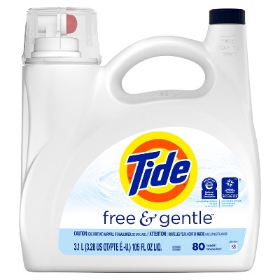Tide High Efficiency Liquid Laundry Detergent - Free & Gentle - 105 Fl ...
