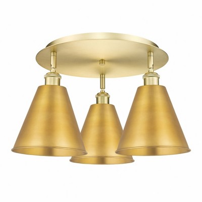 Innovations Lighting Ballston Cone 3 - Light Flush Mount In Satin Gold ...