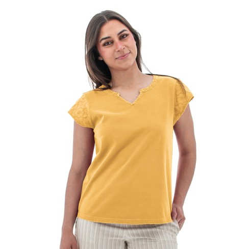 Aventura Clothing Women's Bryce Flutter Top - Golden Cream, Size Medium ...