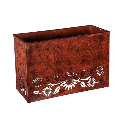 Rust Finished Outdoor Planter With Laser Cut Artwork, Fall Leaves : Target